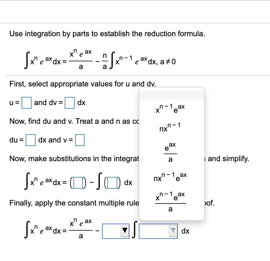 Solved Use integration by parts to establish the reduction | Chegg.com