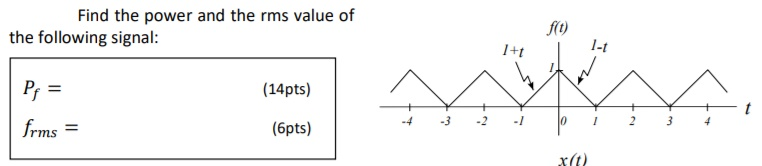 Solved Find the power and the rms value of the following | Chegg.com