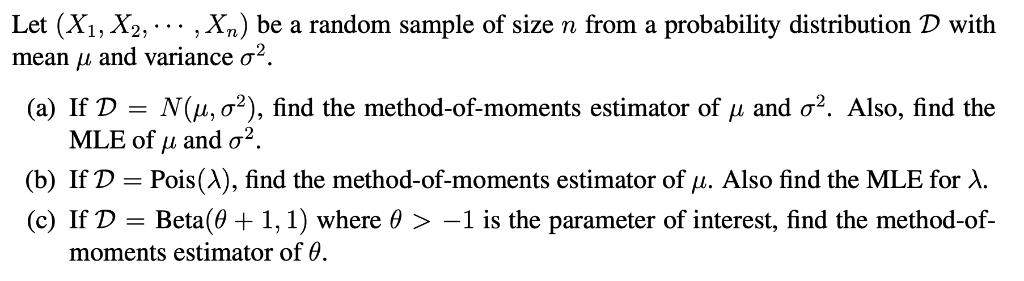 Solved Let (Xi, X2, .. ,Xn) be a random sample of size n | Chegg.com