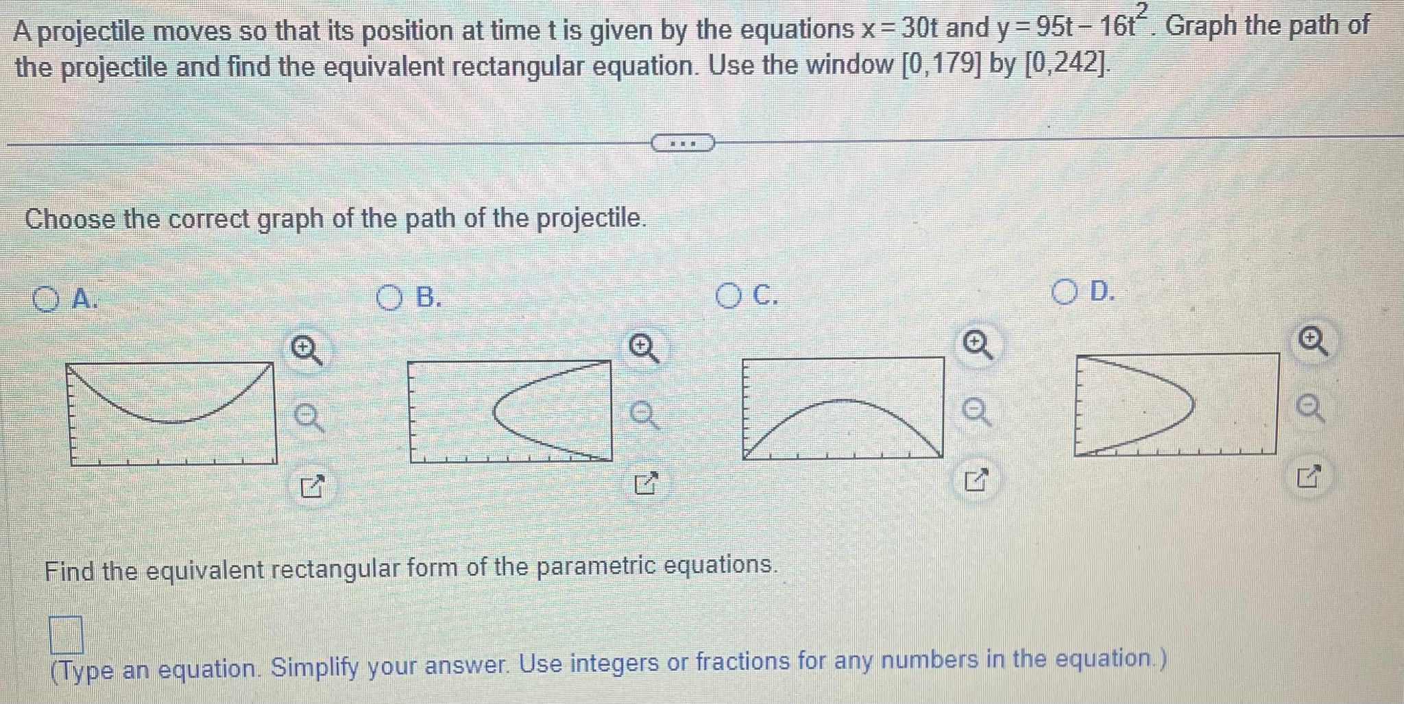 Solved A projectile moves so that its position at time t is | Chegg.com