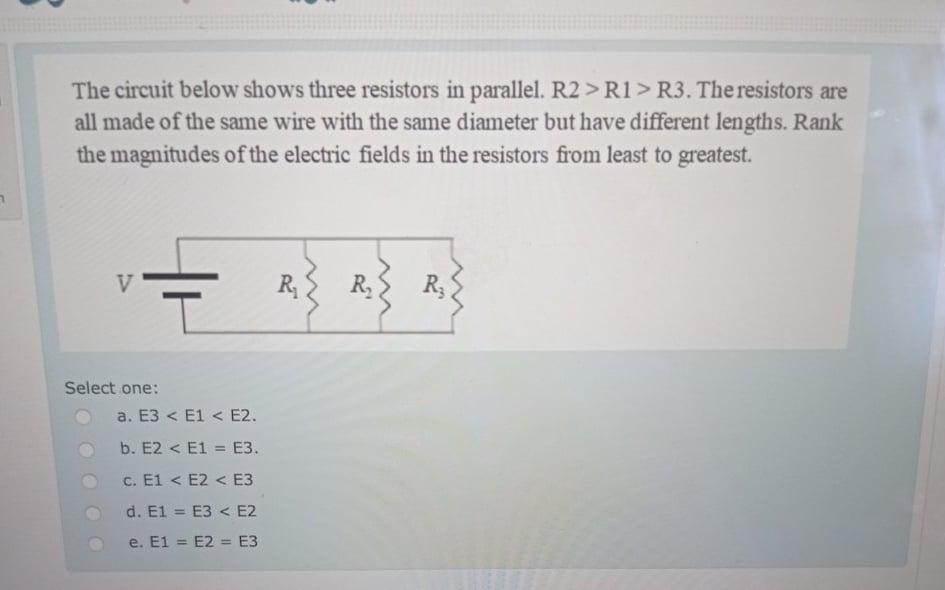 Solved The circuit below shows three resistors in parallel. | Chegg.com