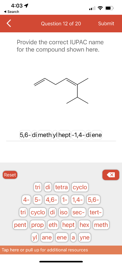 Solved Provide the correct IUPAC name for the compound shown | Chegg.com