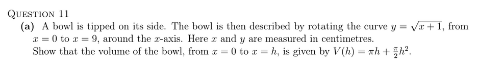 Solved QUESTION 11 (a) A bowl is tipped on its side. The | Chegg.com