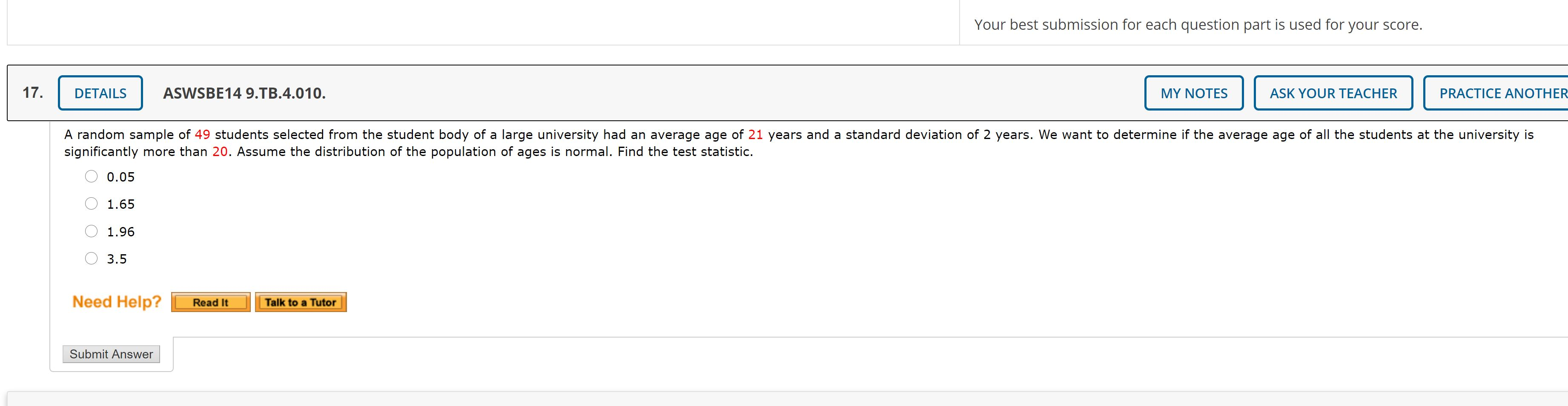 Solved Your best submission for each question part is used | Chegg.com