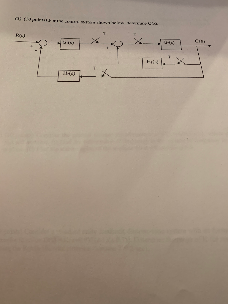 Solved (3) (10 points) For the control system shown below, | Chegg.com