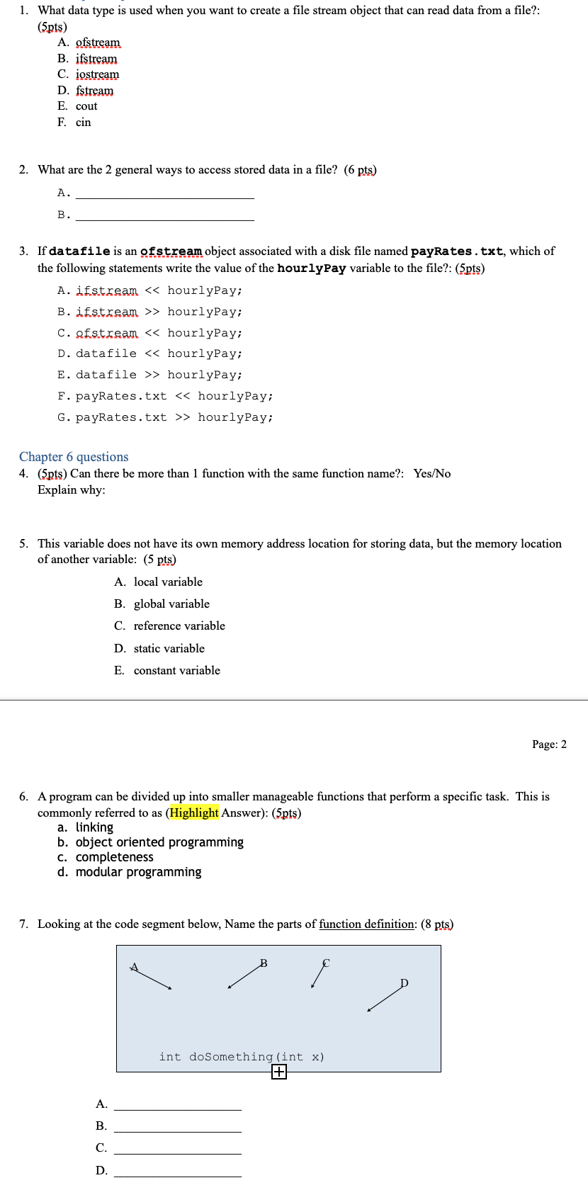 Solved 1 What Data Type Is Used When You Want To Create A