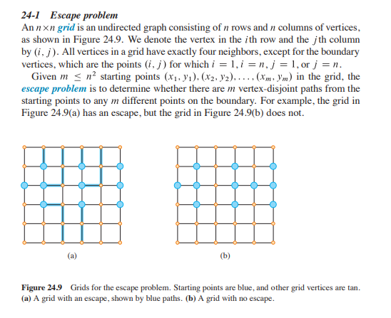 Solved 24-1 Escape problem An n×n grid is an undirected | Chegg.com