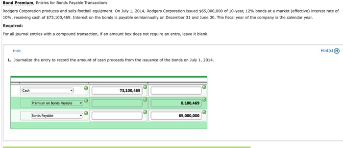 Solved Bond Premium, Entries for Bonds Payable Transactions | Chegg.com