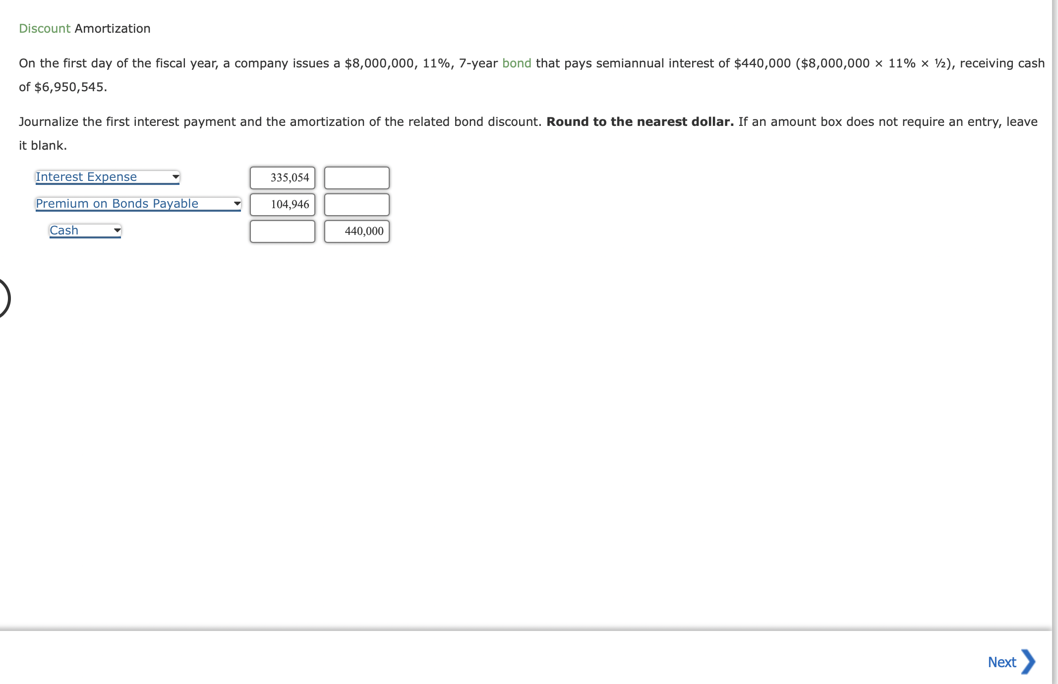 Solved Discount Amortization of $6,950,545. it blank. | Chegg.com