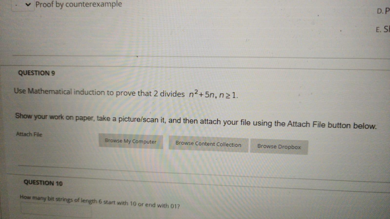Solved Proof by counterexample D.P. E. SI QUESTION 9 Use | Chegg.com
