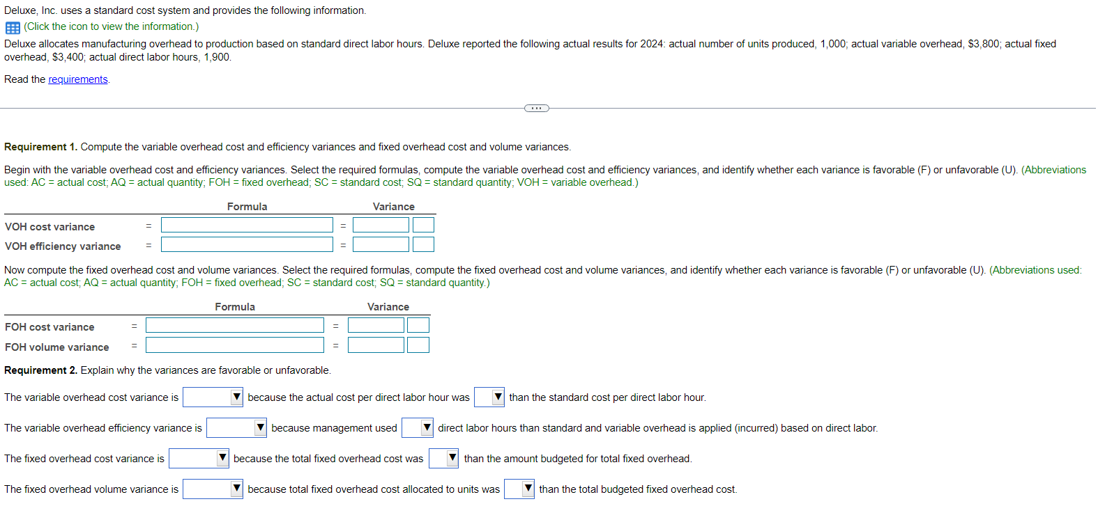 Solved Data tableRequirements 1. Compute the variable | Chegg.com