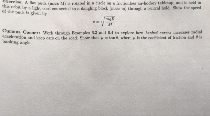 Solved xercise: A flat puck (mass M) is rotated in a circle | Chegg.com