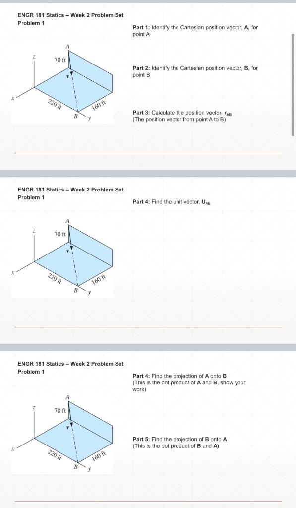 Solved ENGR 181 Statics - Week 2 Problem Set Problem 1 Part | Chegg.com