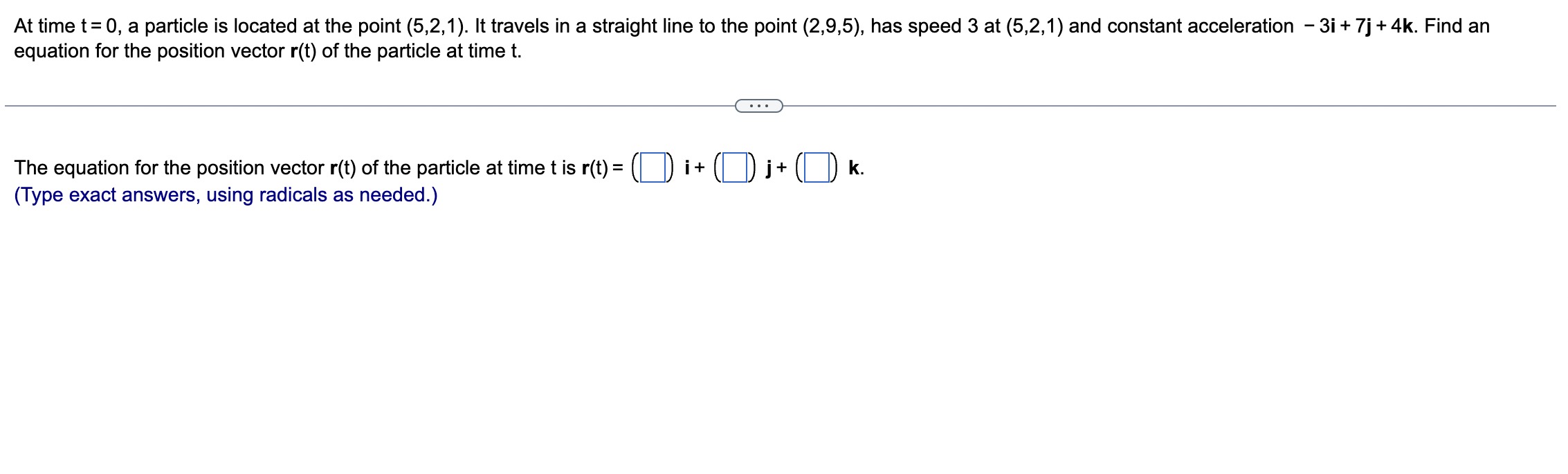 Solved At time t=0, a particle is located at the point | Chegg.com