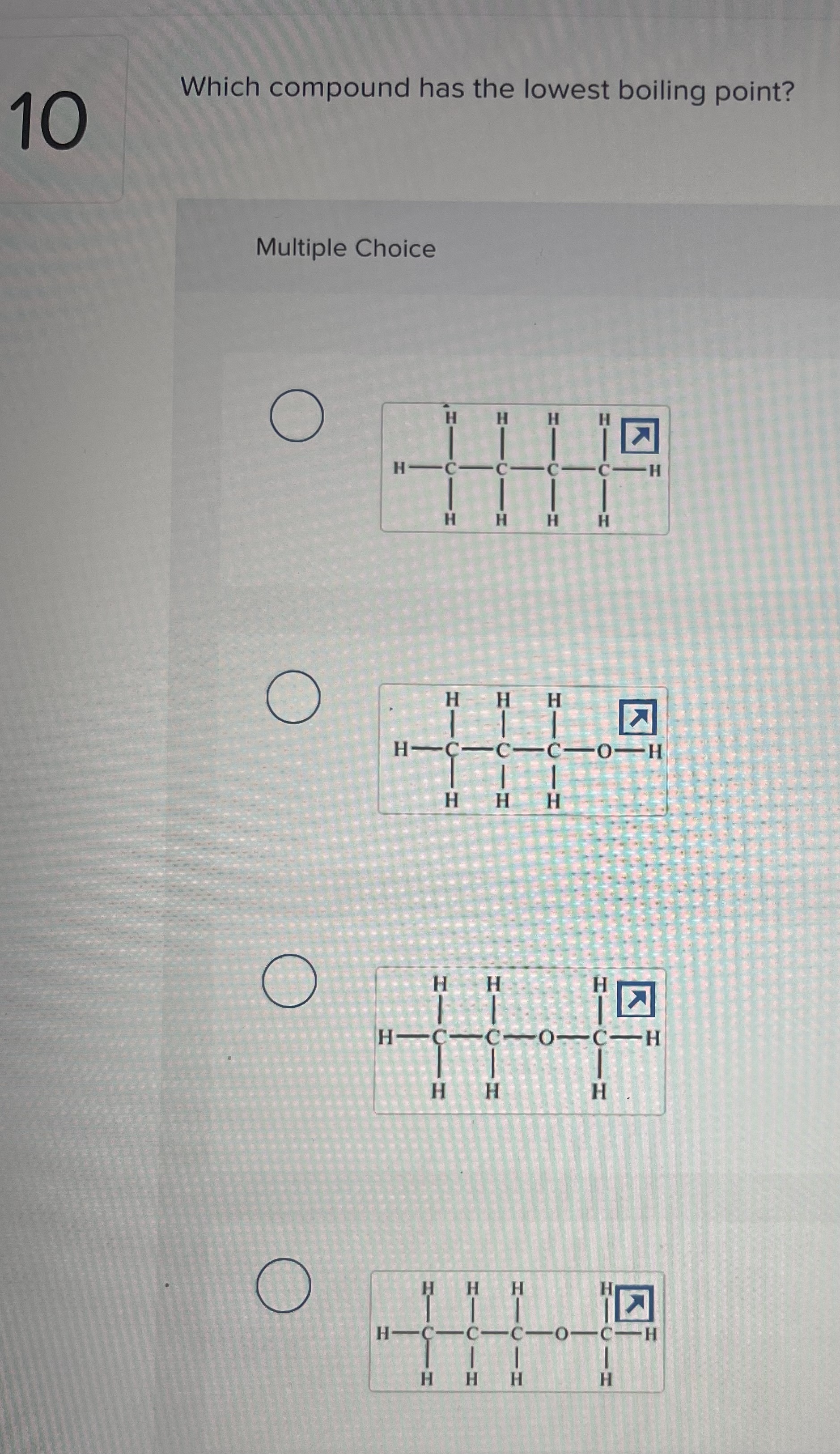 Solved Which compound has the lowest boiling point? Multiple | Chegg.com
