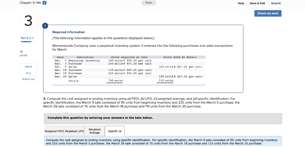 Solved Chapter 5 HW A Seved Help Save & Exit Submit Check my | Chegg.com