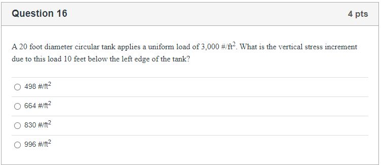 Solved A 20 foot diameter circular tank applies a uniform | Chegg.com