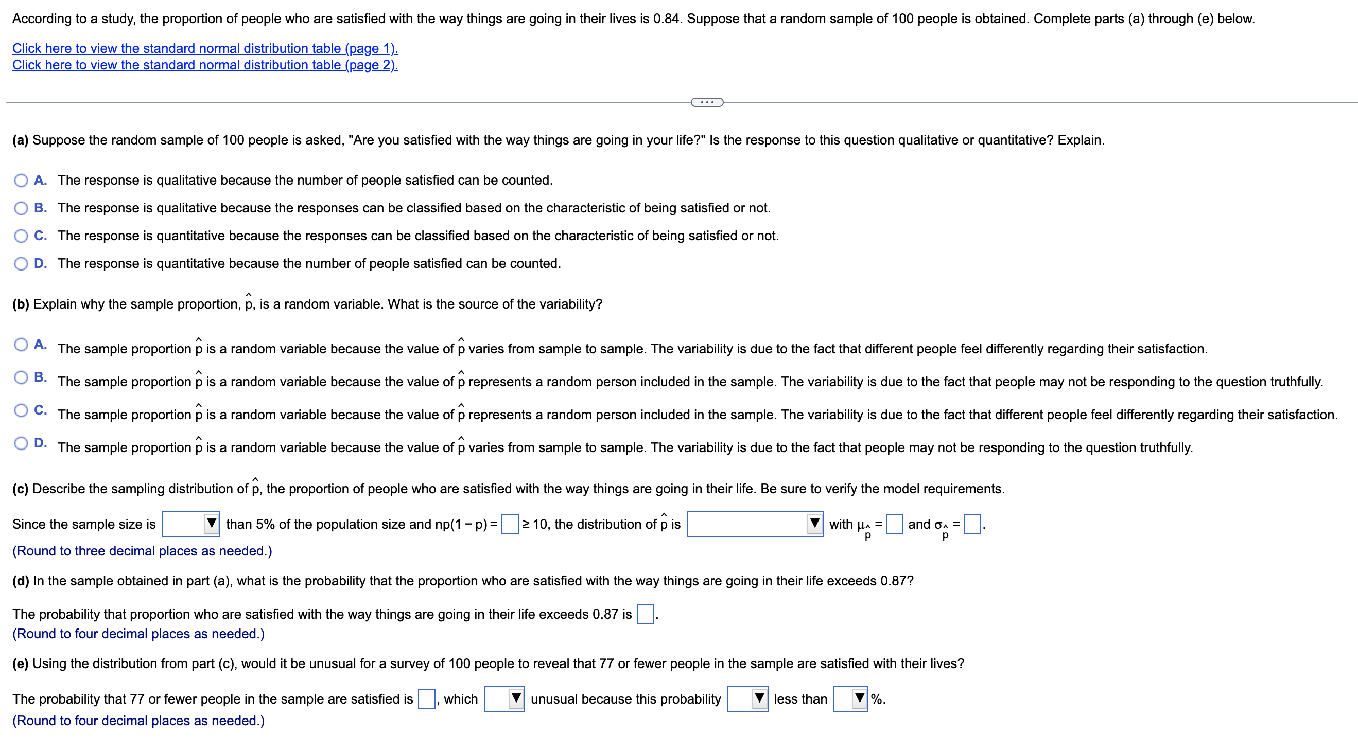 Solved (a) Suppose the random sample of 100 people is asked, | Chegg.com