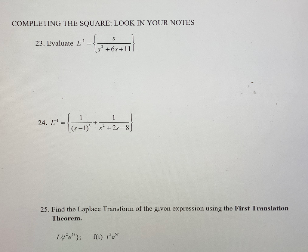 Solved COMPLETING THE SQUARE: LOOK IN YOUR NOTES S 23. | Chegg.com