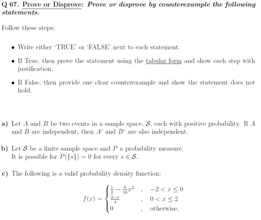 Solved Q 67. Prove or Disprove: Prove or disprove by | Chegg.com