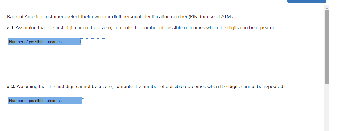 Solved Bank of America customers select their own four-digit | Chegg.com