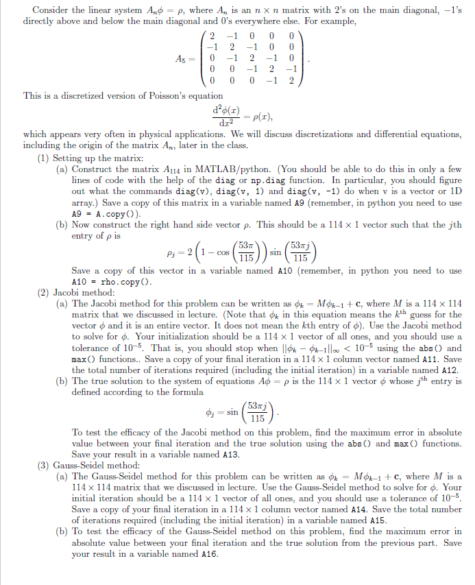 Solved 0 0 Consider the linear system A. = P, where A, is an | Chegg.com