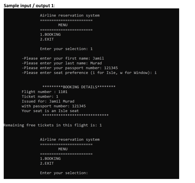 Solved Problem 2: (Airline ticket booking system prototype) | Chegg.com