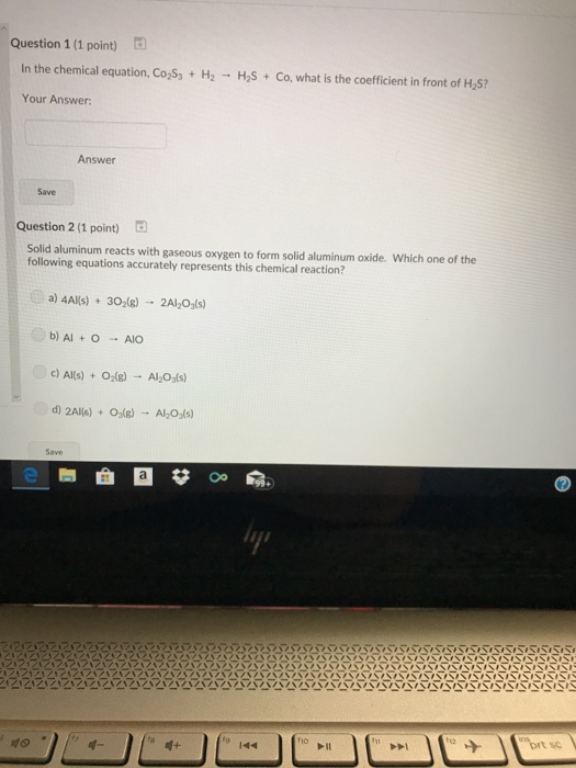 Solved Question 1 (1 point) In the chemical equation. Co2S3 | Chegg.com