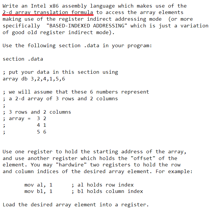 Solved Write an Intel x86 assembly language which makes use | Chegg.com