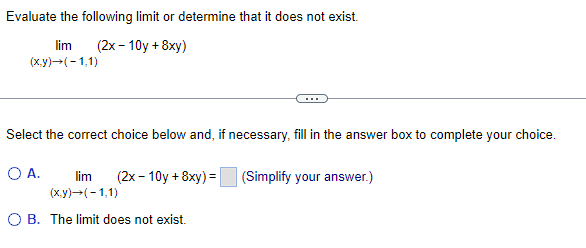 Solved Evaluate the following limit or determine that it | Chegg.com