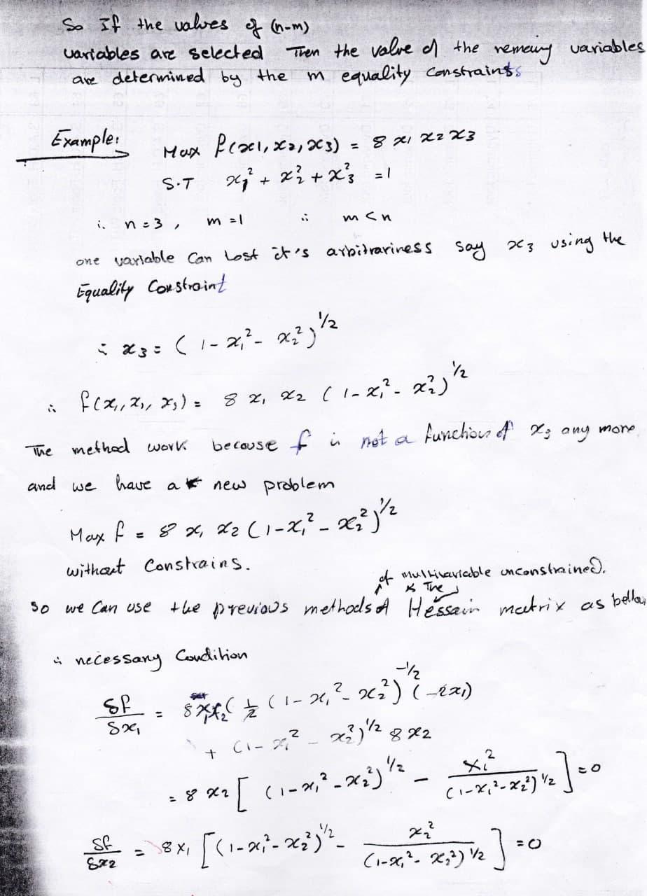 Solved Multivariable obtimisation with Equality Constrain's | Chegg.com