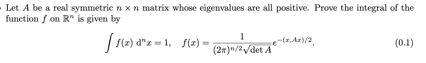 Let A be a real symmetric n×n matrix whose | Chegg.com