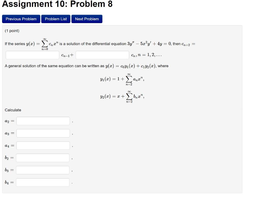 Solved Assignment 10: Problem 8 Previous Problem Problem | Chegg.com