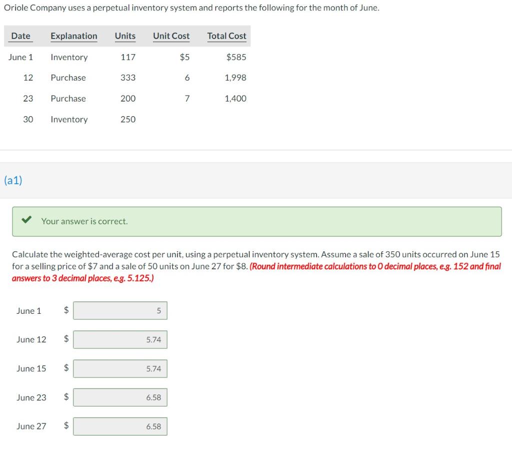 Solved Oriole Company uses a perpetual inventory system and | Chegg.com