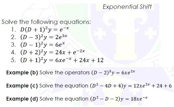 Solved Exponential Shift Solve the following equations: 1. | Chegg.com