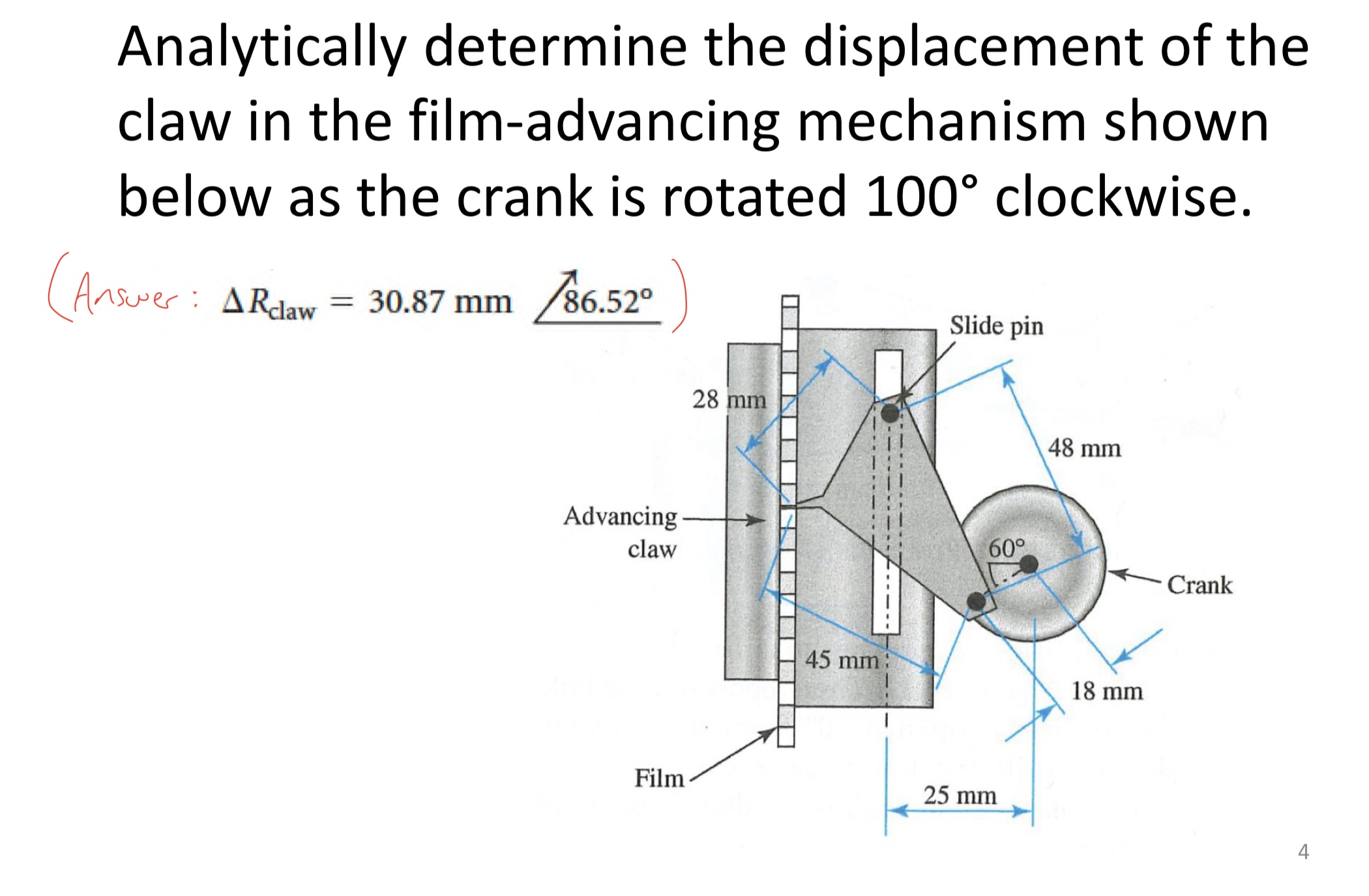 Solved Analytically determine the displacement of theclaw in | Chegg.com
