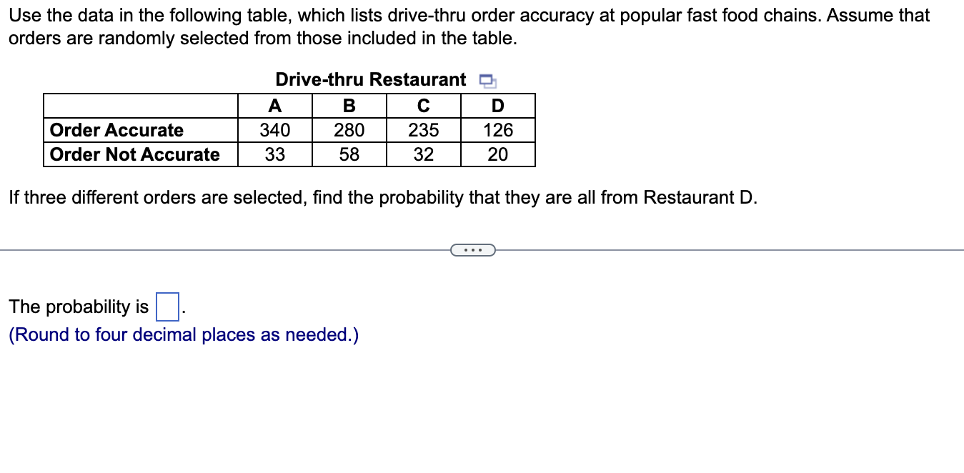 Solved Use the data in the following table, which lists | Chegg.com