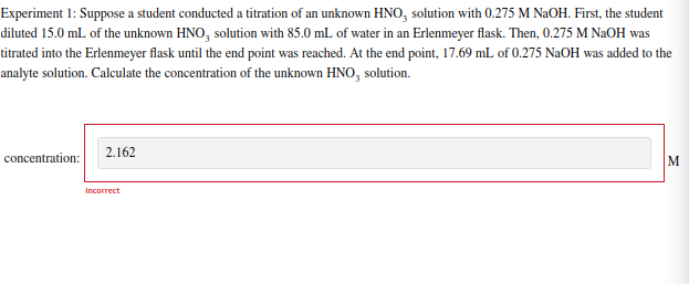 Solved Experiment 1: Suppose a student conducted a titration | Chegg.com