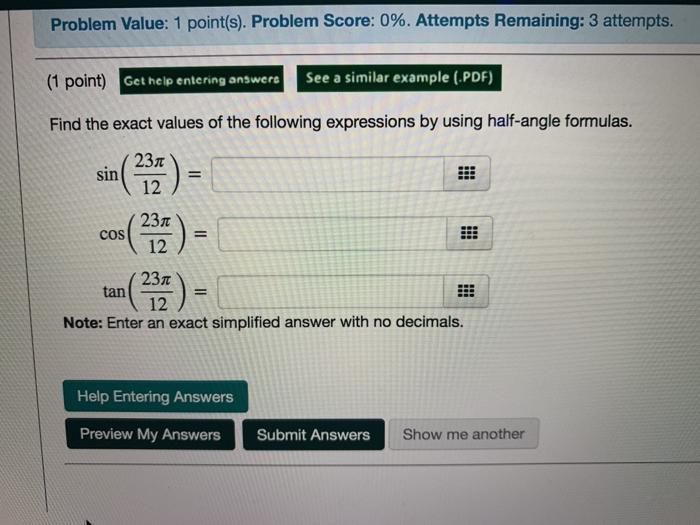 Solved Problem Value 1 Points Problem Score 0 3120
