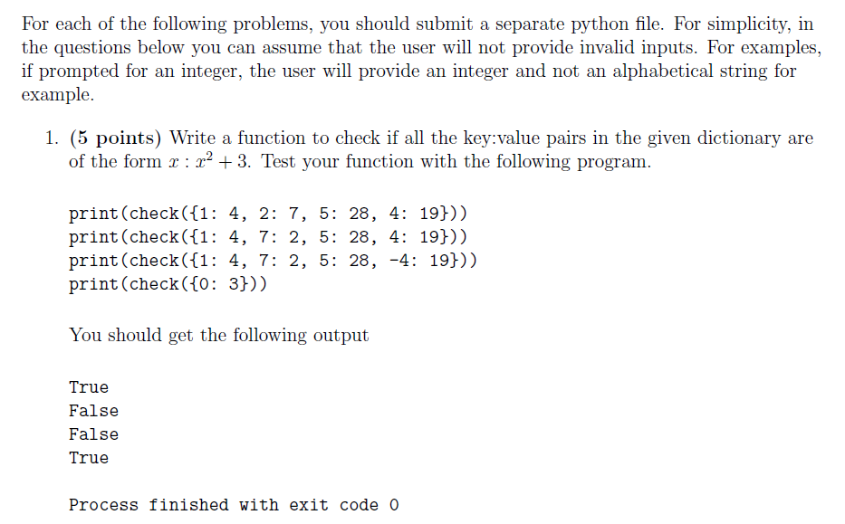Solved For each of the following problems, you should submit | Chegg.com