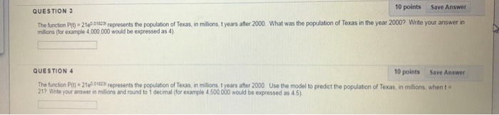 Solved 10 points Save Answer QUESTION 3 The function Pit) | Chegg.com