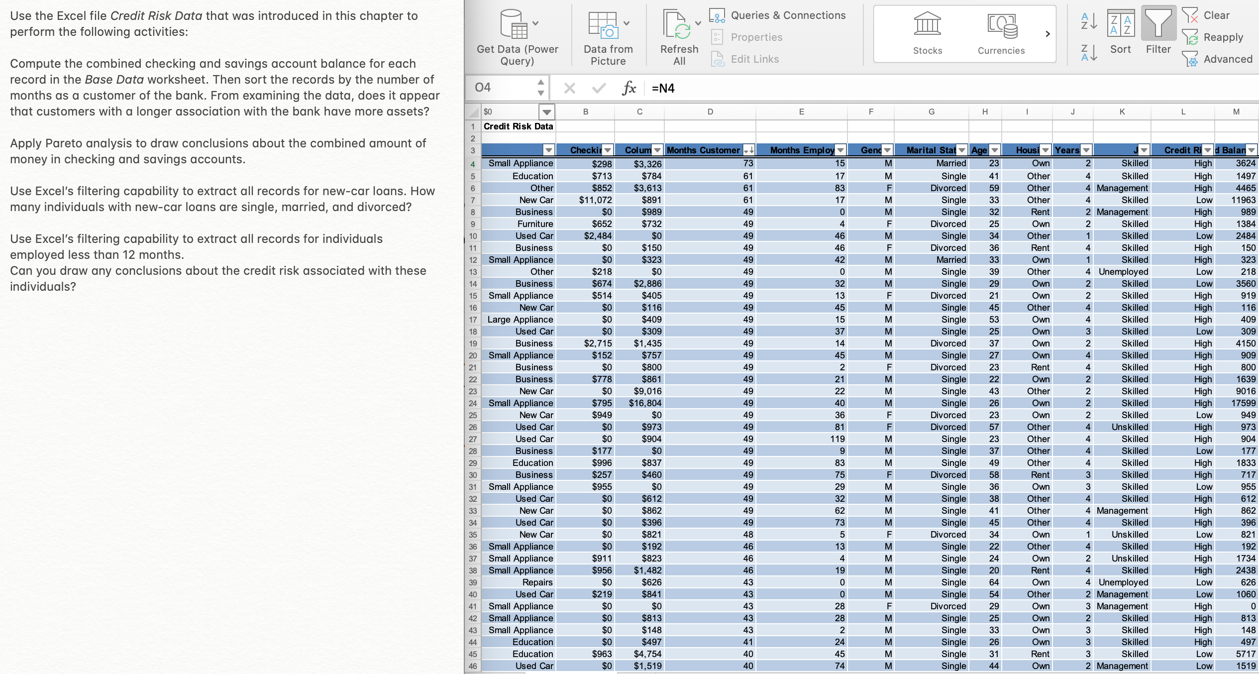 Solved Use the Excel file Credit Risk Data that was | Chegg.com