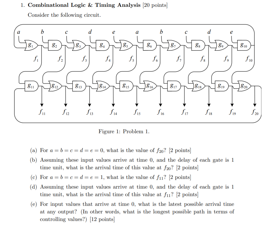 Solved 1. Combinational Logic & Timing Analysis (20 points] | Chegg.com