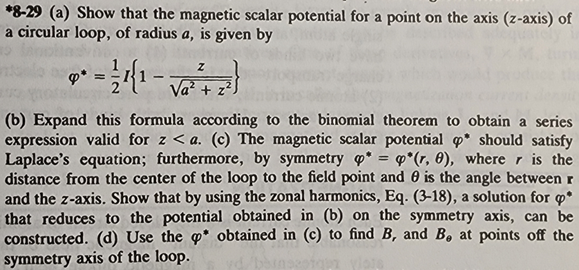 Solved 8-29 (a) Show that the magnetic scalar potential for | Chegg.com
