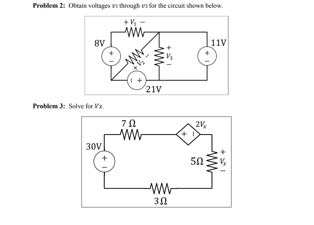 Solved Problem 2: Obtain voltages v1 through v3 for the | Chegg.com