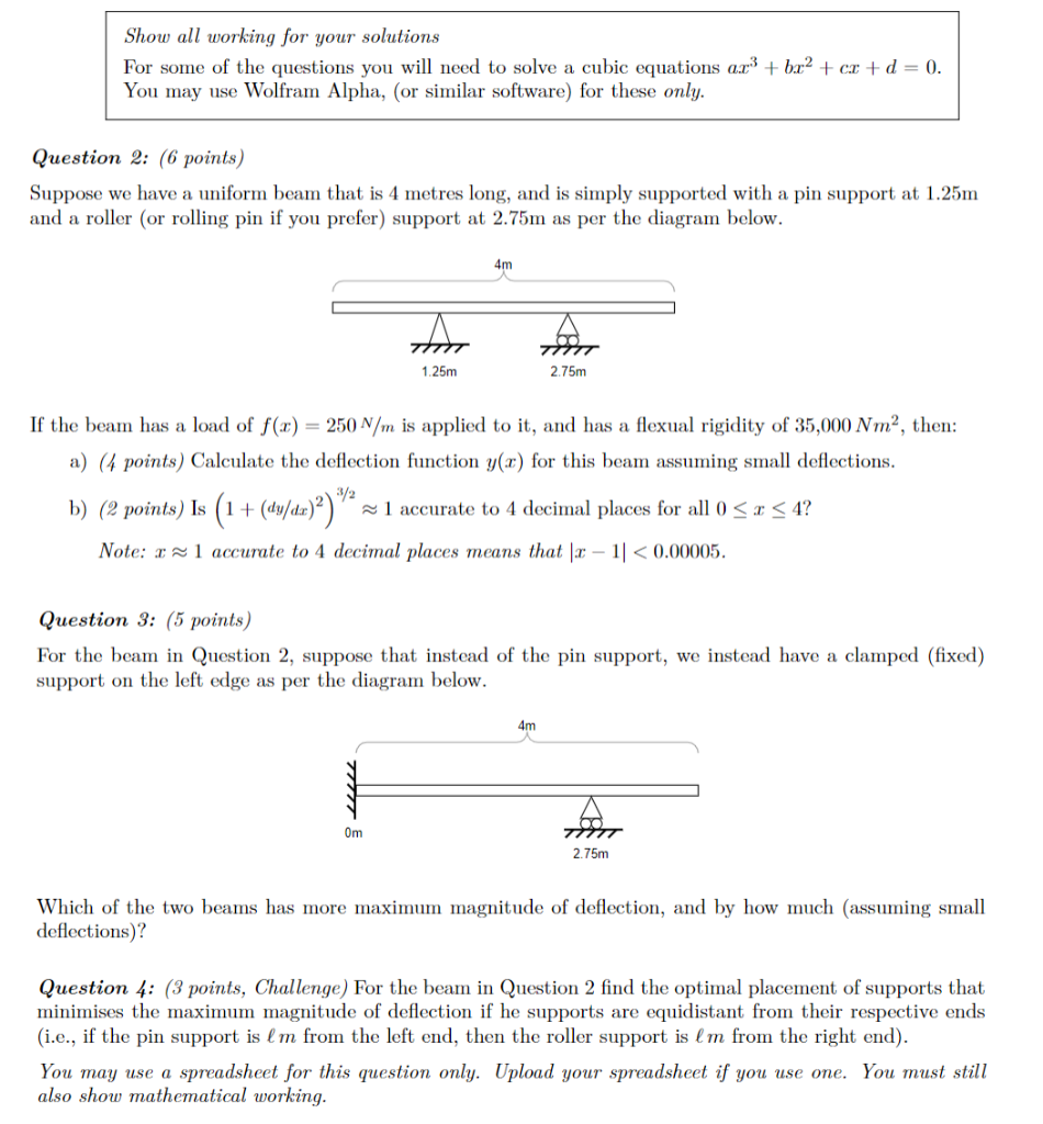 Solved Show all working for your solutions For some of the | Chegg.com