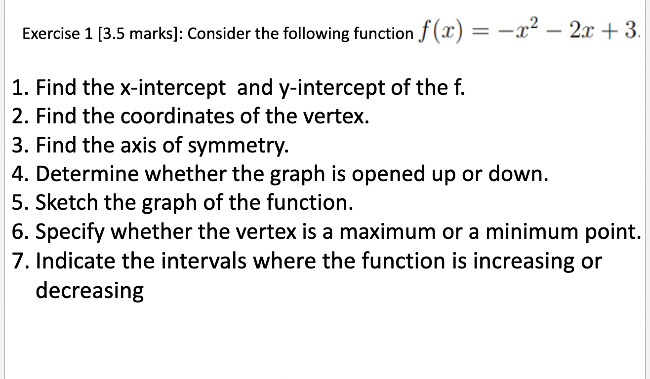 Solved Exercise 1 [3.5 marks): Consider the following | Chegg.com