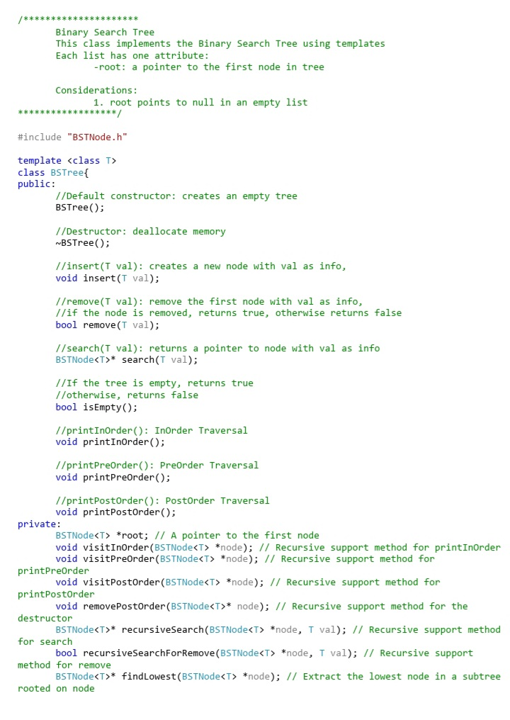 usingBSTree.cpp Code: /***************** Binary | Chegg.com