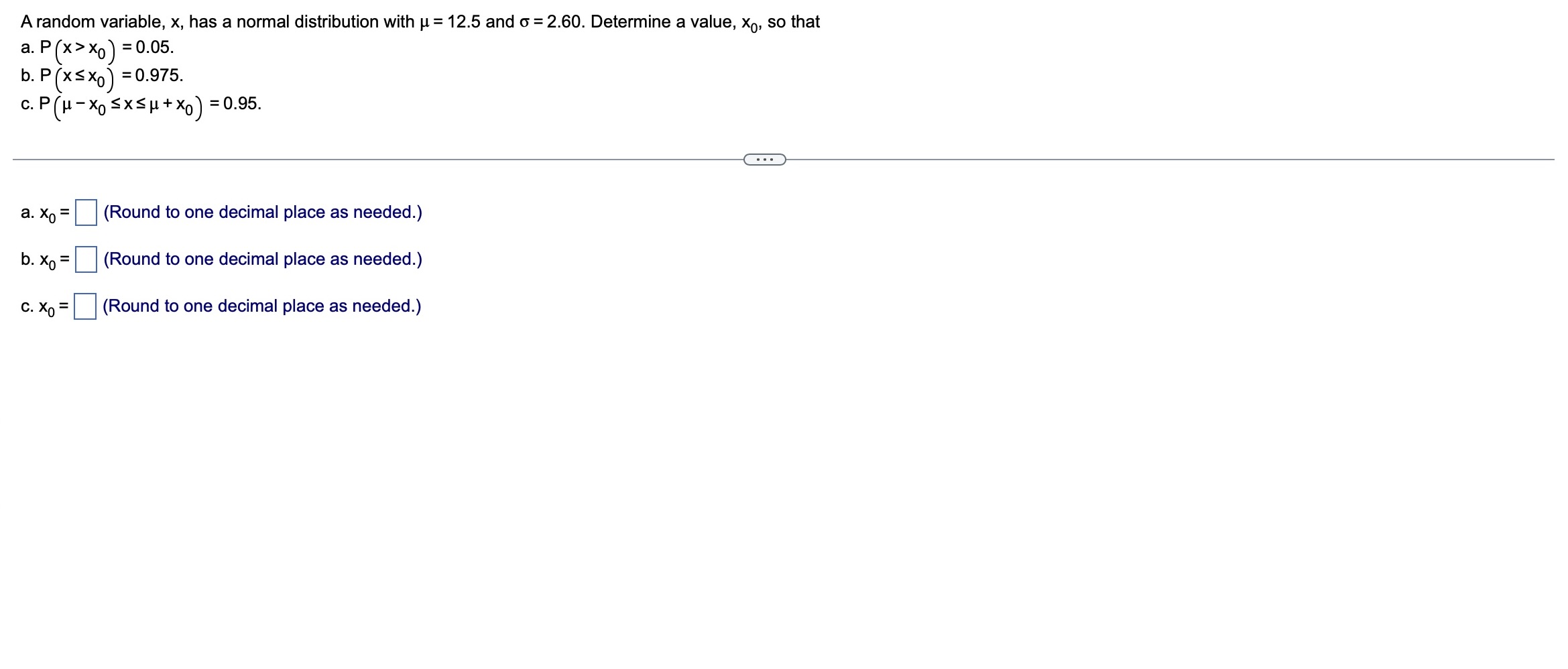 Solved A random variable, x, ﻿has a normal distribution with | Chegg.com