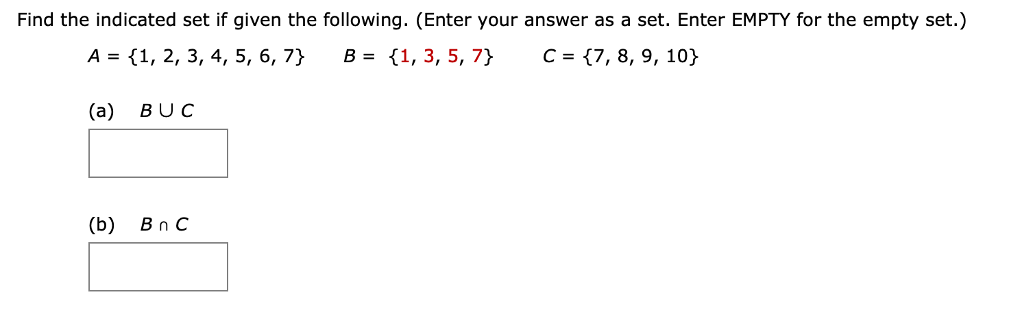 Solved Find the indicated set if given the following. (Enter | Chegg.com